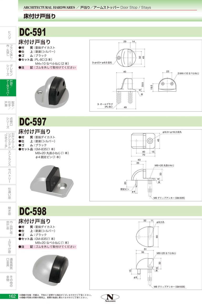 製品カテゴリー 床付け戸当り選定 : 中西産業株式会社